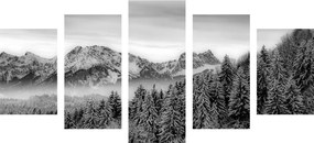 5-dílný obraz zamrzlé hory v černobílém provedení Varianta: 100x50