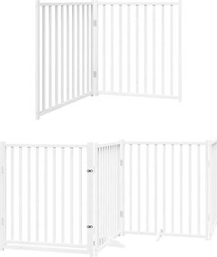 Zábrana pro psy s dvířky skládací 12 panelů bílá 960 cm topol 3155736