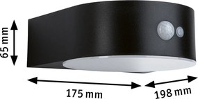 P 94730 Solární LED venkovní nástěnné svítidlo Eileen pohybové čidlo neláká hmyz IP44 2200K černá - PAULMANN