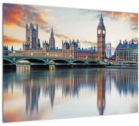 Skleněný obraz - Londýnské Houses of Parliament (70x50 cm)