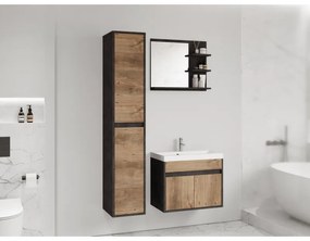 Koupelnový nábytek Garmuzo, Barva: wotan / wotan + bílý lesk, Sifon k umyvadlu: ano, Baterie: Maro Blo 020M
