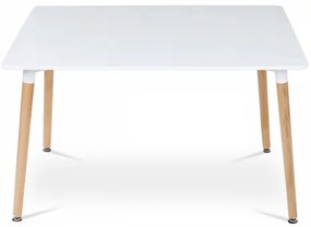 Jídelní stůl 120x80x74 bílý matný lak dřevěné nohy DT-304 WT