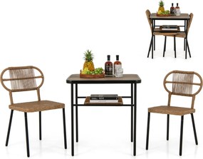 Costway 3-dílný. Garden furniture set, balcony furniture s 2 rattan chairs