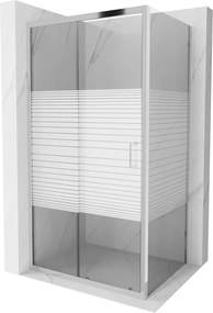 Mexen Apia sprchový kout s posuvnými dveřmi 135 (dveře) x 100 (stěna) cm, 5mm čiré sklo s pásky, chromový profil, 840-135-100-01-20