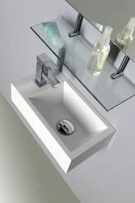 Sapho Sapho, AMAROK litý mramor umyvadlo 40x11x22cm, bílé, baterie vpravo, AR500