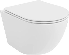 Mexen LENA Rimless, závěsná WC mísa se sedátkem pomalu-padajícím SLIM, 48 x 36 cm, bílá, 30220400