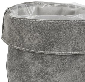 CÔTÉ TABLE Kožený obal na květináč Gris Menší, šedá barva, kůže