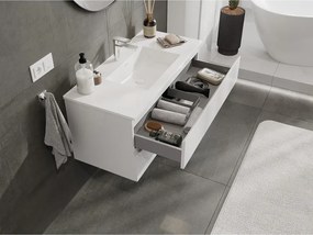 Mexen Orio, koupelnová skříňka 100 cm s umyvadlem Otis, 2 zásuvky, bílá lesklá, 91A10-10047-2-BFF00-W18M00