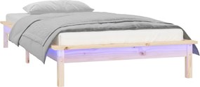 vidaXL Rám postele s LED světlem 90 x 200 cm masivní dřevo [820591] Barva: Černá