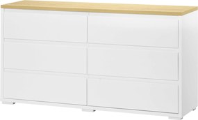 HOMCOM 6-zásuvkový komoda z bílé dřevotřísky do ložnice, pracovny a obývacího pokoje, 140x37x75cm | Aosom
