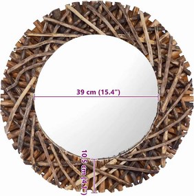 Nástěnné zrcadlo 60 cm teak kulaté 288802