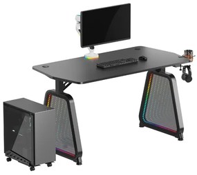 Herní stůl UTRADESK BOOSTER - 136 cm, podsvícený, černý