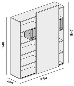 PLAN Skříň vysoká otevřená BLOCK White, 1600 x 400 x 1748, grafitová