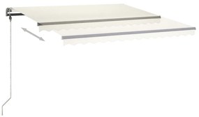 Ručně zatahovací markýza s LED světlem 400 x 300 cm krémová,  3069742