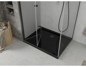 Mexen Lima, sprchový kout se skládacími dveřmi 100 (dveře) x 80 (stěna) cm, 6mm čiré sklo, černý profil + slim sprchová vanička černá s černým sifonem, 856-100-080-70-00-4070B
