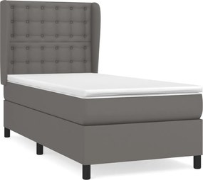 vidaXL Box spring postel s matrací 90x190 cm umělá kůže [3129007] Barva: Šedá