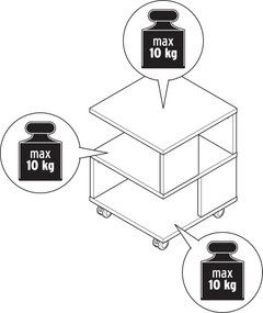 Tchibo - Konferenční stolek v dřevěném vzhledu na kolečkách - barva: hnědá