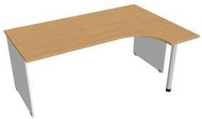 Stůl ergo levý 180*120 cm - Hobis Gate GE 1800 L Dekor stolové desky: buk, Dekor lamino podnože: bílá, Barva nohy: stříbrná