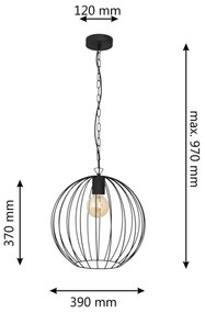 Lustr na řetězu MERCURE 1xE27/15W/230V černá