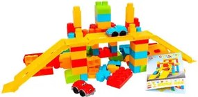 TECHNOK Stavebnice kostky 90 ks s dráhou a 2 auty / Stavebnice / Plast