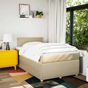 Box spring postel s matrací krémová 120x190 cm textil 3289693