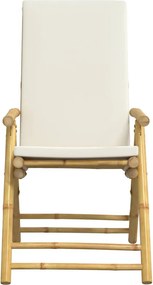 3dílný skládací bistro set s krémově bílými poduškami bambus 3208937