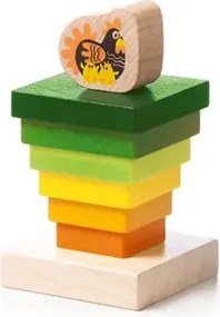 CUBIKA 15276 Barevná pyramida se slepičkou - dřevěná skládačka / 8 díl