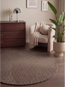 Taupe ručně tkaný vlněný kulatý koberec ø 120 cm Calmio – Hanse Home