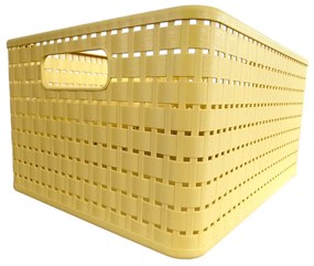 Rotho Plastový košík COUNTRY, rovný, žlutý (18l - 37x29)