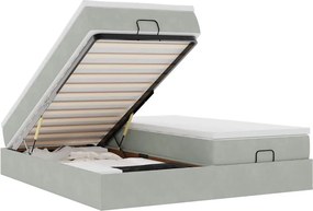 Osmanský rám postele s matracíes světle šedá 200x200cm samet 3311267