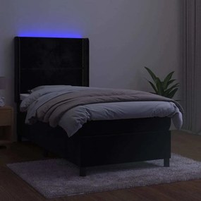 vidaXL Box spring postel s matrací a LED 80 x 200 cm samet [3139469] Barva: Tmavě moddrá