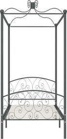 Rám postele s nebesy šedý kovový 100 x 200 cm 284481