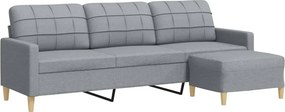 3místná pohovka s podnožkou světle šedá 210 cm textil 3278249
