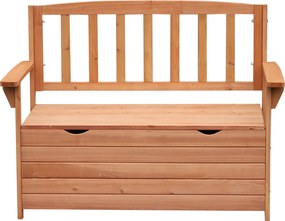 Outsunny zahradní lavička z borovicového dřeva s úložným prostorem, rozměry 112D x 58Š x 84V cm