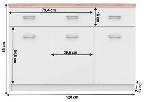 Kondela Komoda 3d2s, bílá / dub sonoma, TOPTY TYP 07