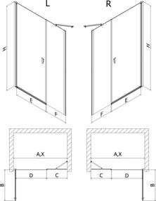 Mexen Mist-B, 1-křídlé sprchové dveře 120 cm, čiré sklo, chromový profil, 8A2-120-001-01-00
