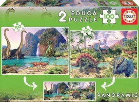 Puzzle educa puzzle panorama dinosauří svět 2x100 dílků