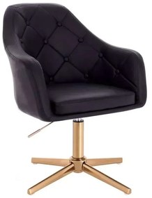 LuxuryForm DESIGN Křeslo ANDORA na zlatém kříži - černé