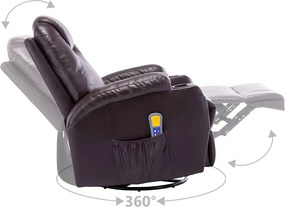 Houpací masážní křeslo hnědé umělá kůže 246636