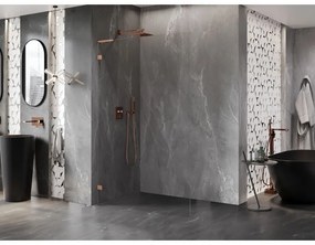 Mexen Lunar L sprchová stěna levá 100 x 200 cm, 8mm čiré sklo, měděná matná, 830L-100-000-65-00-L