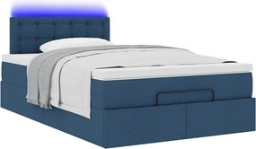 Osmanská postel s matrací &amp; LED modrá 120x190cm látka 3312463