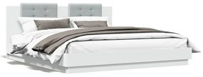 vidaXL Rám postele s čelem a LED osvětlením bílý 200 x 200 cm