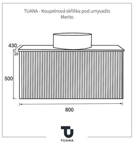 TUANA - Koupelnová skříňka pod umyvadlo Merito - černá matná - 80x50x43 cm