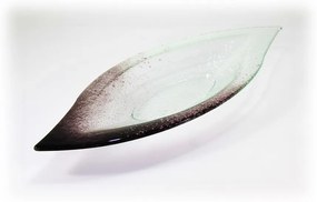 BDK-GLASS Skleněná mísa LIST 47x19cm - fialový dekor