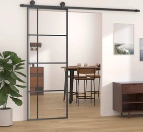 vidaXL Posuvné dveře 76 x 205 cm čiré ESG sklo a hliník [151680] Barva: Černá