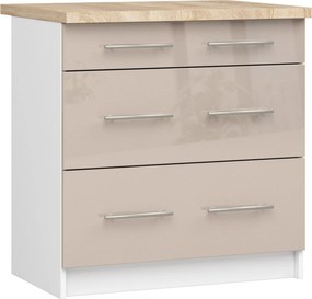 Kuchyňská skříňka Olivia S80 3SZ bílá/cappuccino lesk