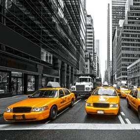 Třídílná vliesová fototapeta Žluté taxi, rozměr 225x250cm, MS-3-0008