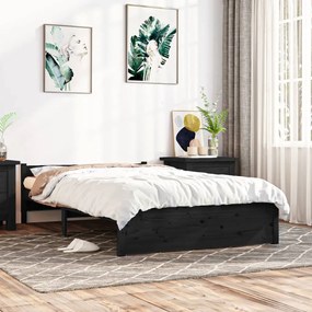 Rám postele černý masivní dřevo 140 x 200 cm,  815048