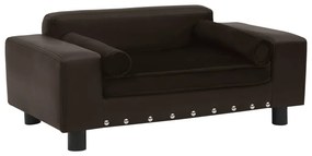 Pohovka pro psy hnědá 81 x 43 x 31 cm plyš a umělá kůže 170955