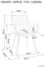 Sametové jídelní křeslo Fin béžové